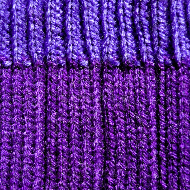 Handmade Knitted Fabric Purple Wool Background Texture Stock Photo ...