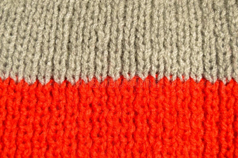 Handmade Knitted Fabric Red and Grey Wool Background Texture Stock ...