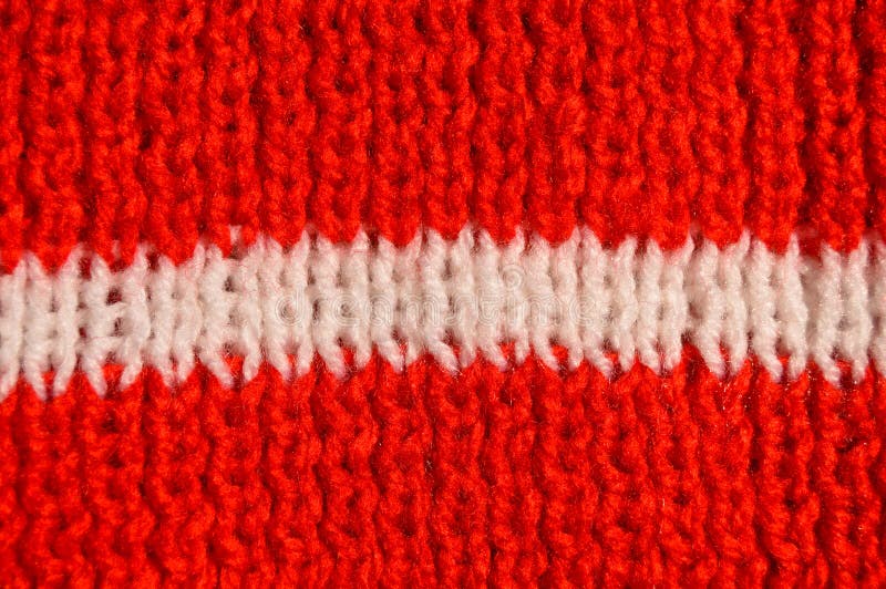 Handmade Knitted Fabric Red and White Wool Background Texture Stock ...