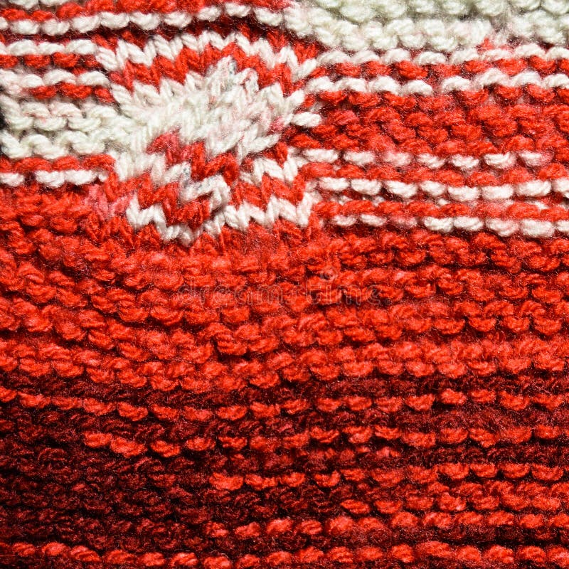 Handmade Knitted Fabric Red Wool Background Texture Stock Image - Image ...