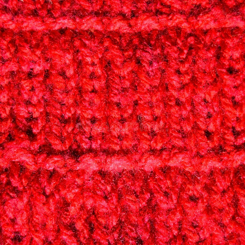 Handmade Knitted Fabric Red Wool Background Texture Stock Image - Image ...
