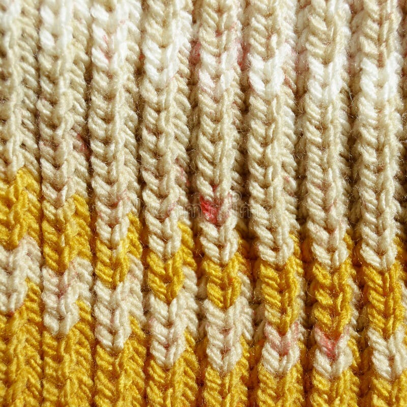 Handmade Knitted Fabric Yellow and Beige Wool Background Texture Stock ...