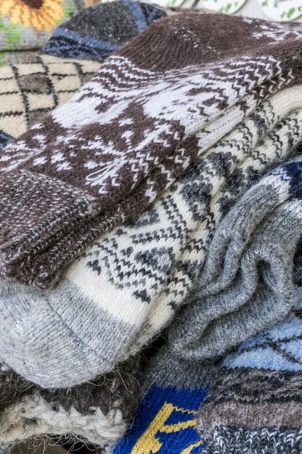 Handmade, Knitted Woven Socks As a Background Stock Image - Image of ...