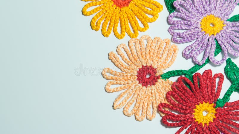 Handmade Knitting Wool Flower Isolated on White Background Stock Image ...