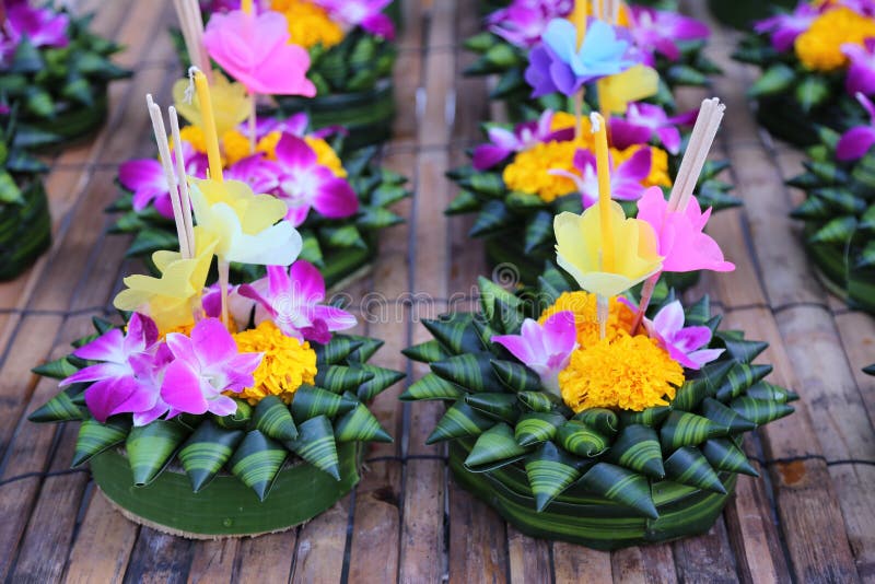 Handmade Krathongs stock image. Image of flowers, float - 58749763