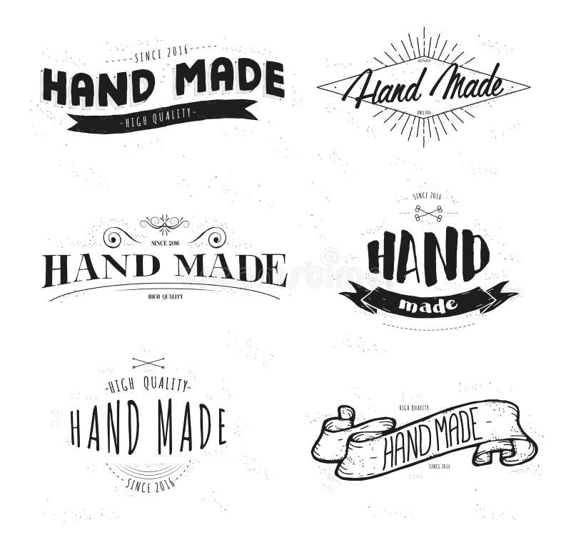 Handmade Label Design with Anvil and Hummer. Vintage Styled Vector ...