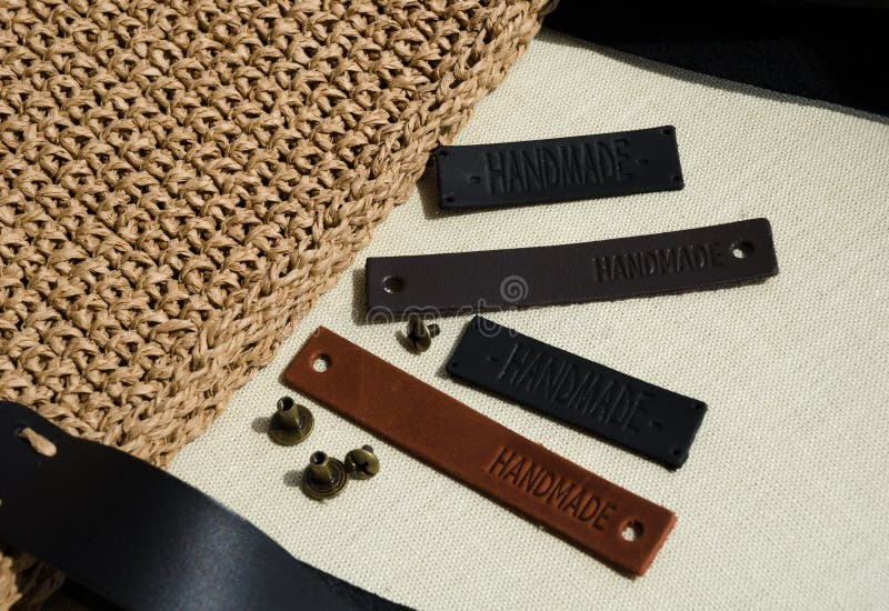 Handmade Labels. Women S Bag Made of Raffia Stock Photo - Image of leaf ...