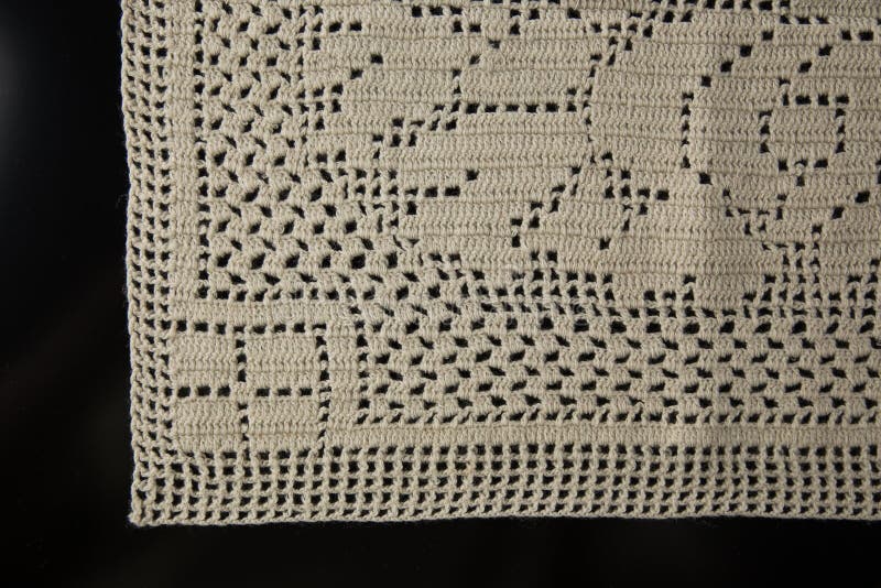 Crocheted Napkins, White Lace on a Black Background Stock Image - Image ...