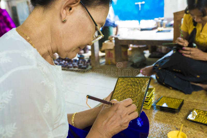 Lacquer ware in Myanmar stock image. Image of design - 17964511