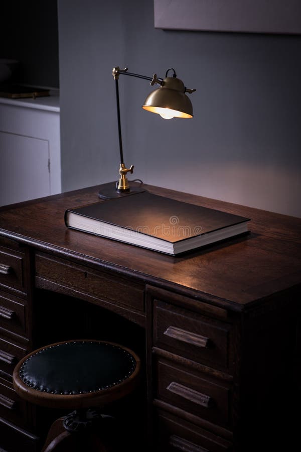 Handmade Leather Bound Book in Study Room Stock Image - Image of room ...