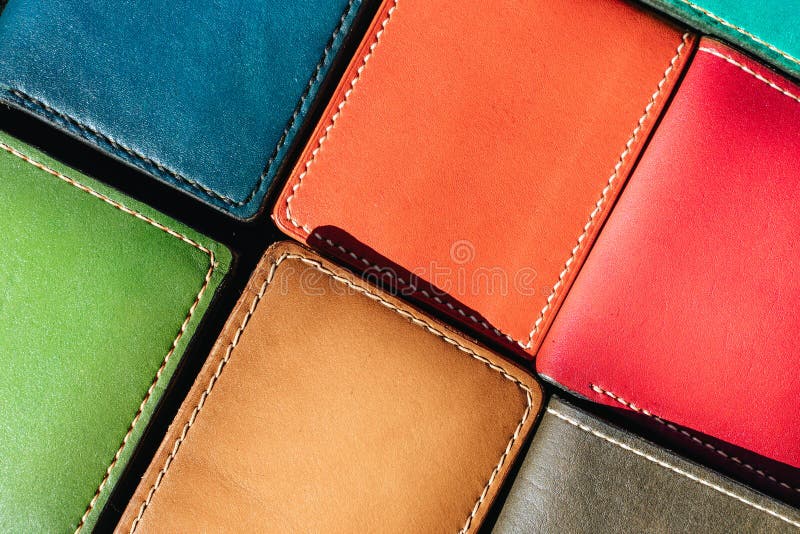 Handmade Leather Men`s Wallet. Multi-colored Texture Stock Photo ...