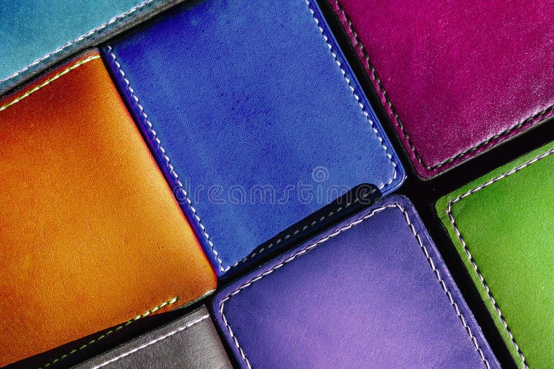 Handmade Leather Men`s Wallet. Multi-colored Texture Stock Photo ...