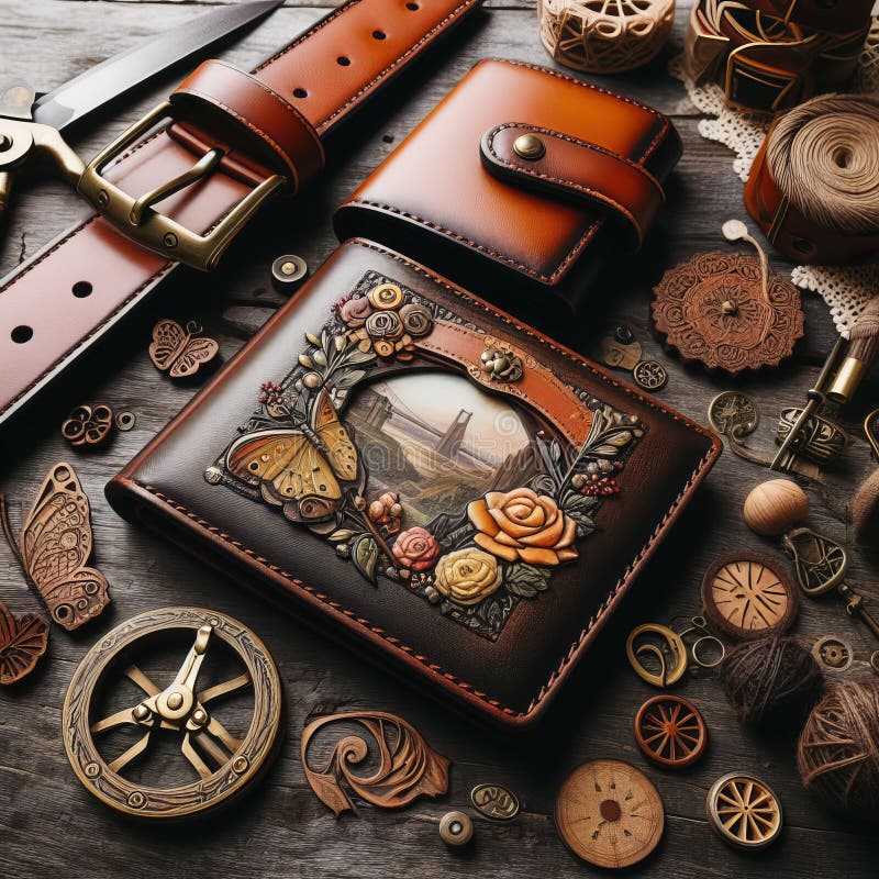 Handmade Leather Wa Strange Old Stock Photo - Image of wallets, rare ...