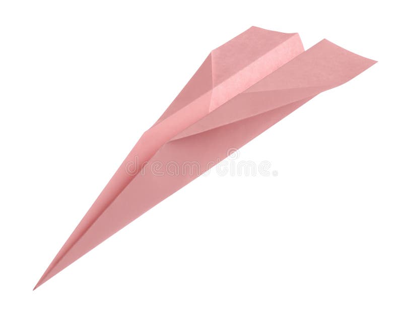 Handmade Light Pink Paper Plane Isolated on White Stock Image - Image ...
