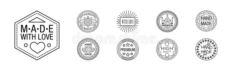 Handmade Line Badge and Labels Elements Vector Set Stock Vector ...