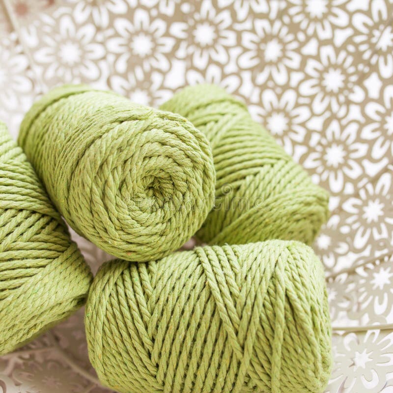 Handmade Macrame Braiding and Cotton Threads in Basket on White ...