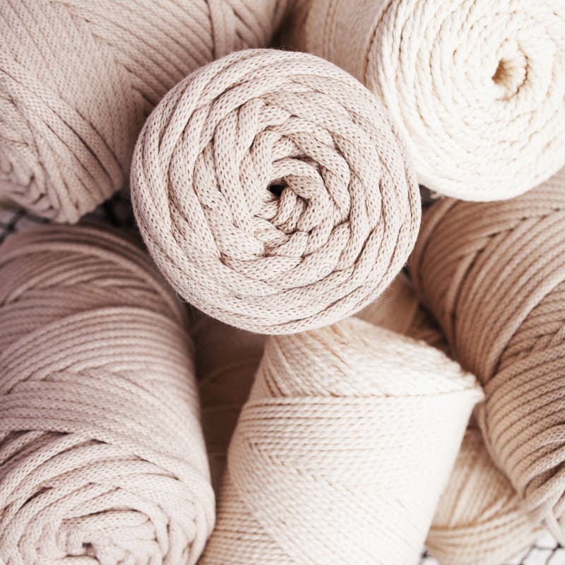 Handmade Macrame Braiding and Cotton Threads in Basket on White ...