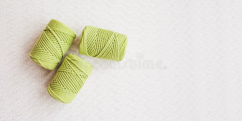 Handmade Macrame Braiding and Cotton Threads on Textile White ...