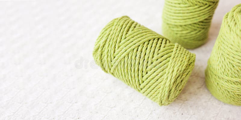 Handmade Macrame Braiding and Cotton Threads on Textile White ...