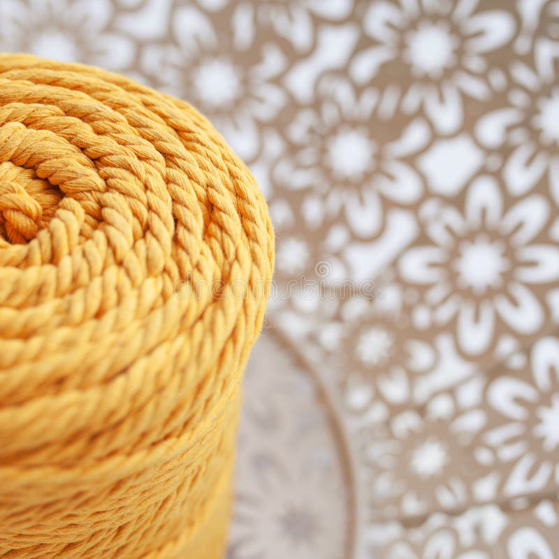 Handmade Macrame Braiding and Cotton Threads on White Textile ...