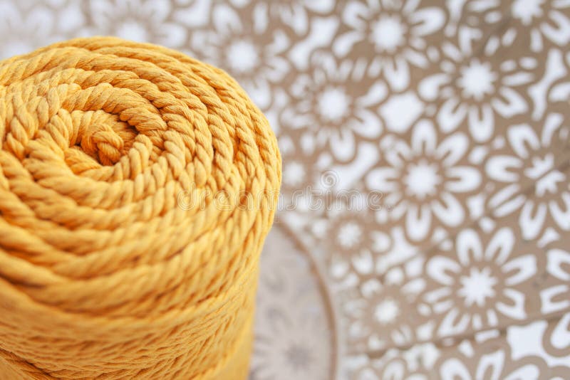 Handmade Macrame Braiding and Cotton Threads on White Textile ...