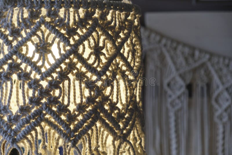 Handmade Macrame Lampshades Hanging Open Design in Natural Colours ...