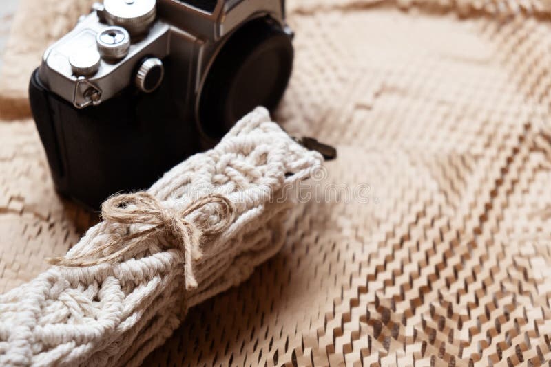 Handmade Macrame Photo Camera Strap Stock Photo - Image of decor, home ...