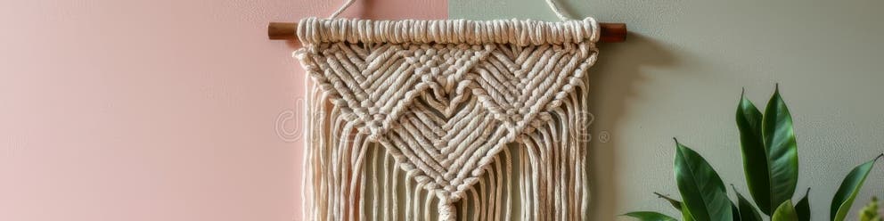 Handmade Macrame Wall Hanging with Geometric Design and Houseplant ...