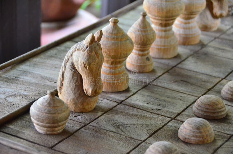 A Handmade of Makruk or Thai Chess, this is the Popular Board Game in Thailand. Stock Photo ...