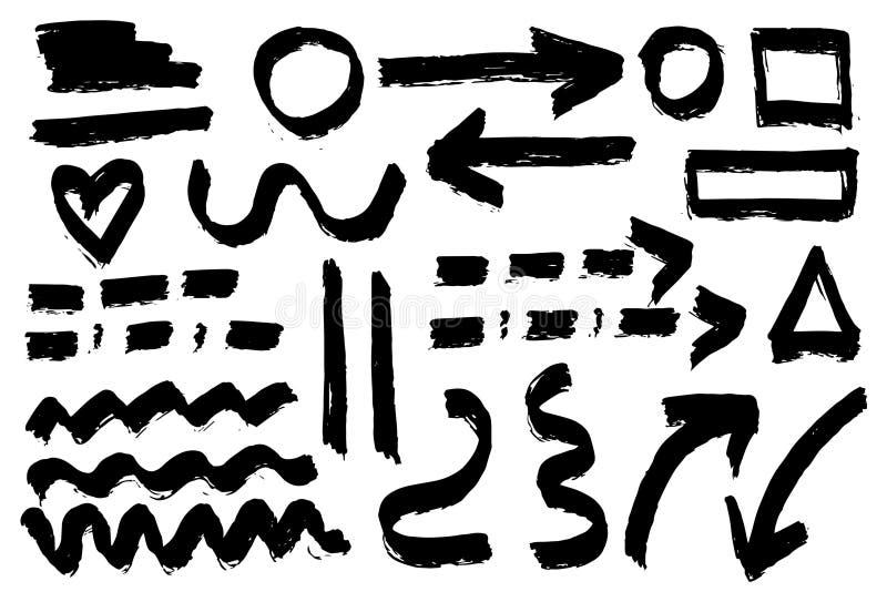 Handmade Marker Strokes. Marker Lines, Marker Stripes and Highlight ...