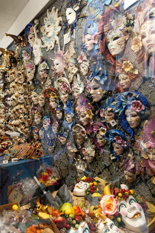 Handmade Masks on a Store Window in Venice. Venetian Masks Editorial ...