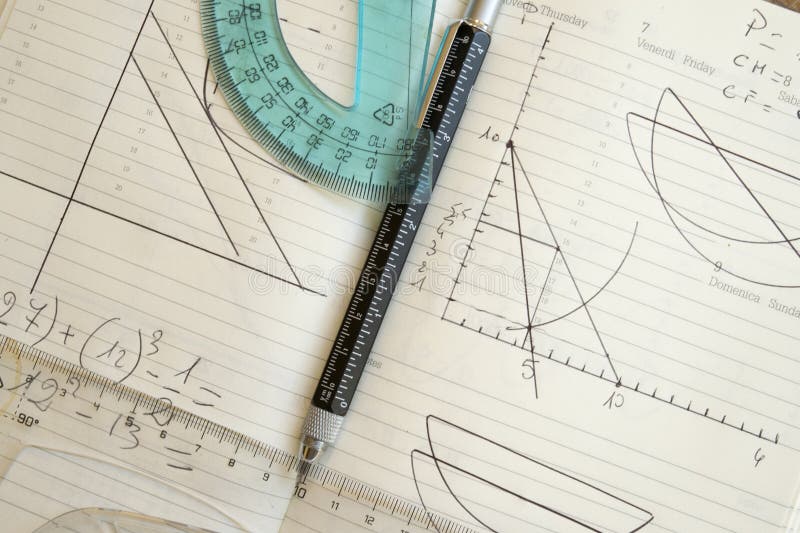 Handmade Mathematical and Geometric Calculation Stock Image - Image of ...