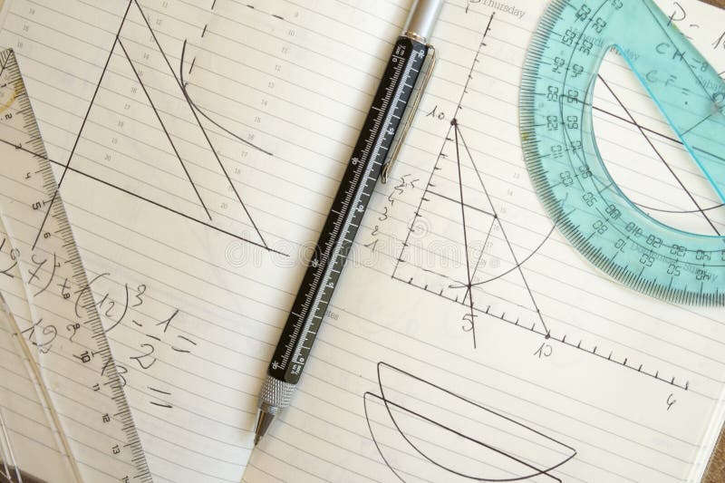 Handmade Mathematical and Geometric Calculation Stock Image - Image of ...