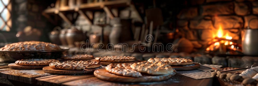 Handmade Matzah Bread Being Prepared in a Kitchen, Showcasing the ...
