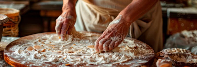 Handmade Matzah Bread Being Prepared in a Kitchen, Showcasing the ...