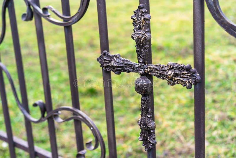 Handmade Metal Cross on the Fence Stock Image - Image of crucifix ...