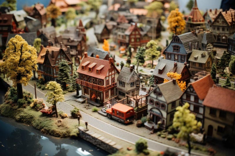 Handmade Miniature Model Town. Generate Ai Stock Illustration ...