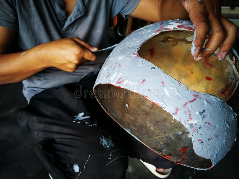 Handmade Motorcycle Helmets. Stock Image - Image of wood, motorcycle ...