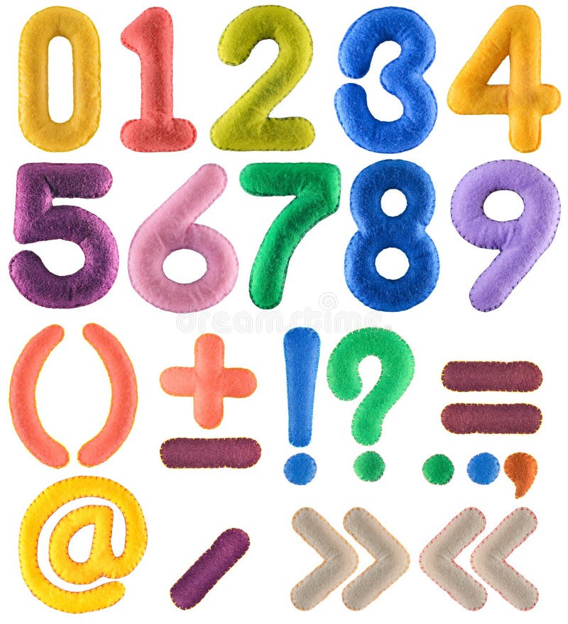 Handmade Multicolor Number Set with Punctuation Marks from Felt Stock ...