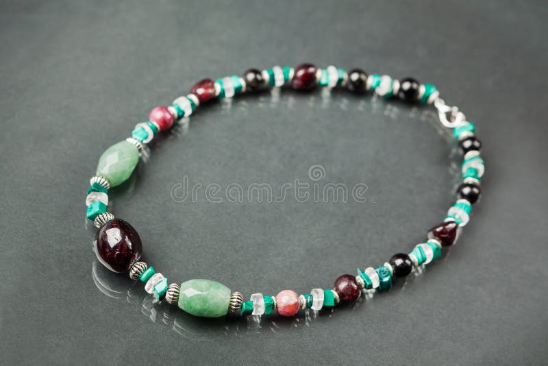 Handmade Natural Beads Necklace Stock Photo - Image of gems, malachite ...