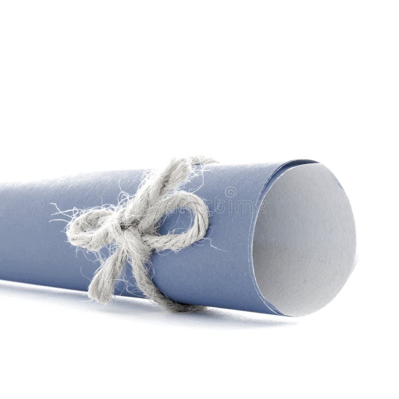 Blue Message Scroll Tied with Rope, Two Natural Knots Isolated Stock ...