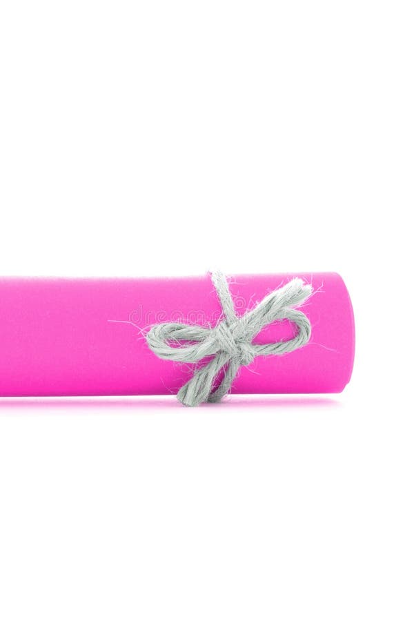 Handmade Natural String Knot Tied on Pink Paper Scroll Isolated Stock ...