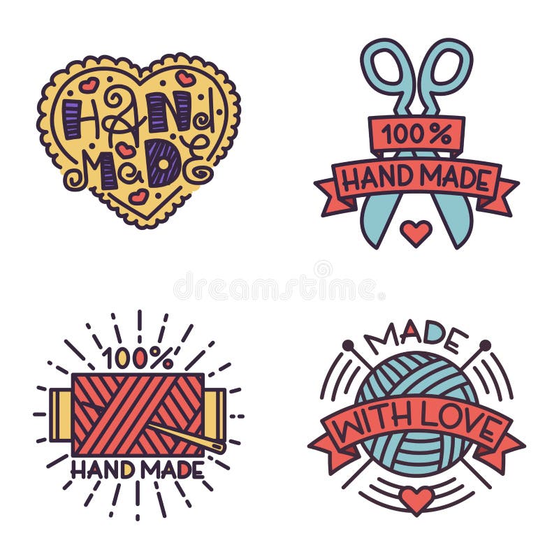 Handmade Needlework Badge Logo Vector Stock Vector - Illustration of ...