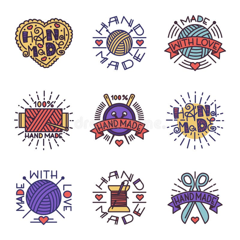 Handmade Needlework Badge Logo Vector Stock Vector - Illustration of ...