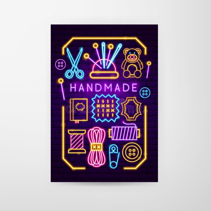 Handmade Neon Flyer stock vector. Illustration of scrapbook - 267439559