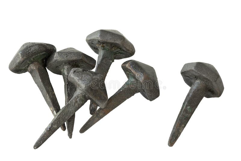 Handmade Old Nails on White Background Stock Image - Image of rusty ...