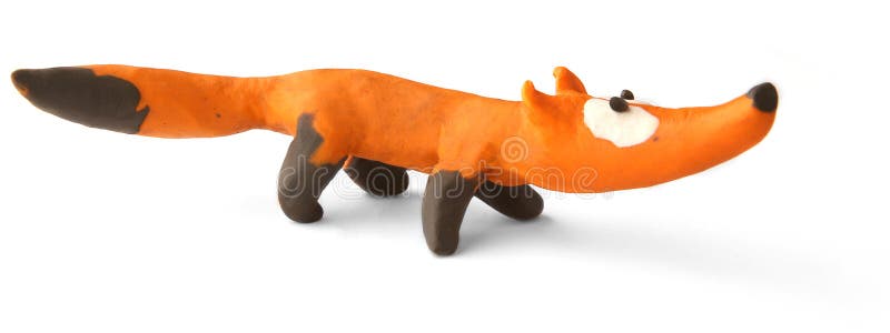 Cute Fox Made of Plasticine Isolated on White Background. Stock Photo ...