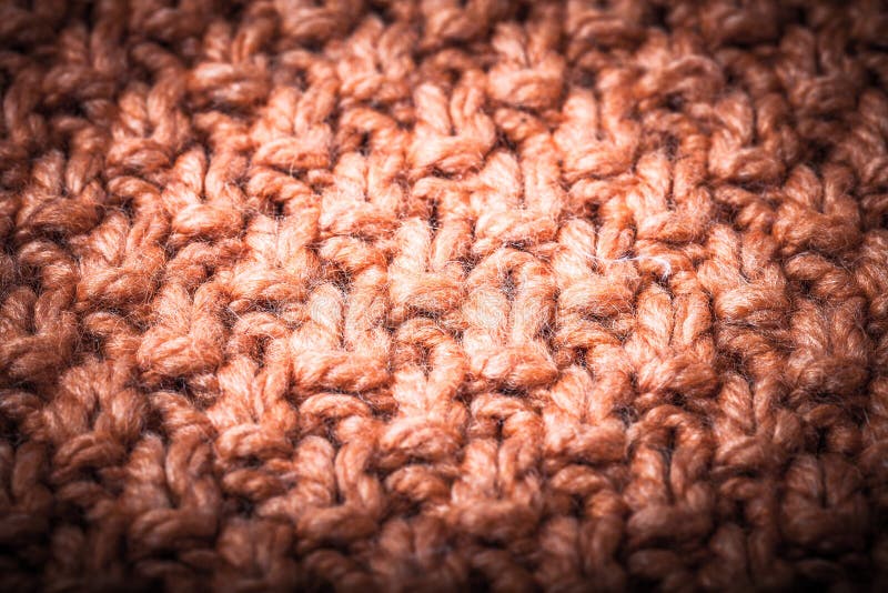 Handmade Orange Knitting Wool Pattern Background. Toned Stock Photo ...