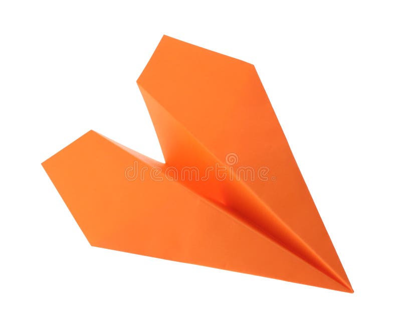 Handmade Orange Paper Plane Isolated Stock Image - Image of flight ...