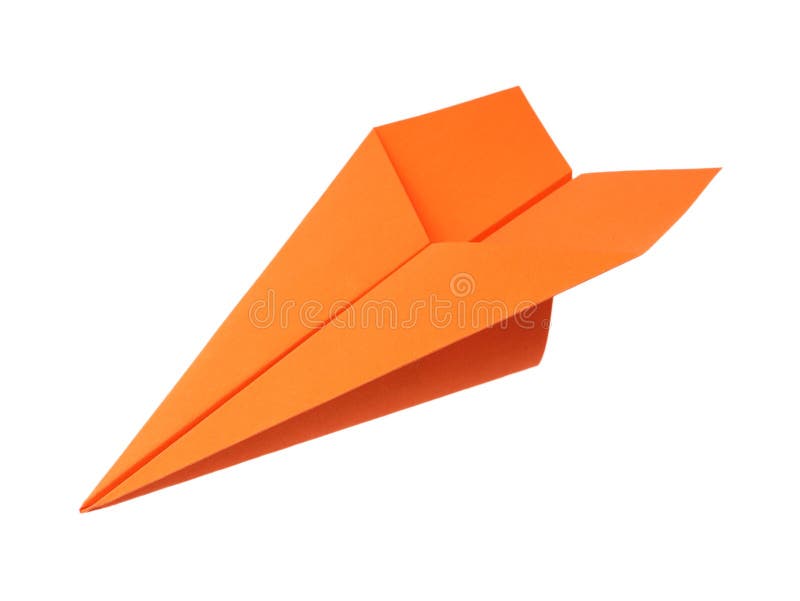 Handmade Orange Paper Plane Isolated on White Stock Image - Image of ...